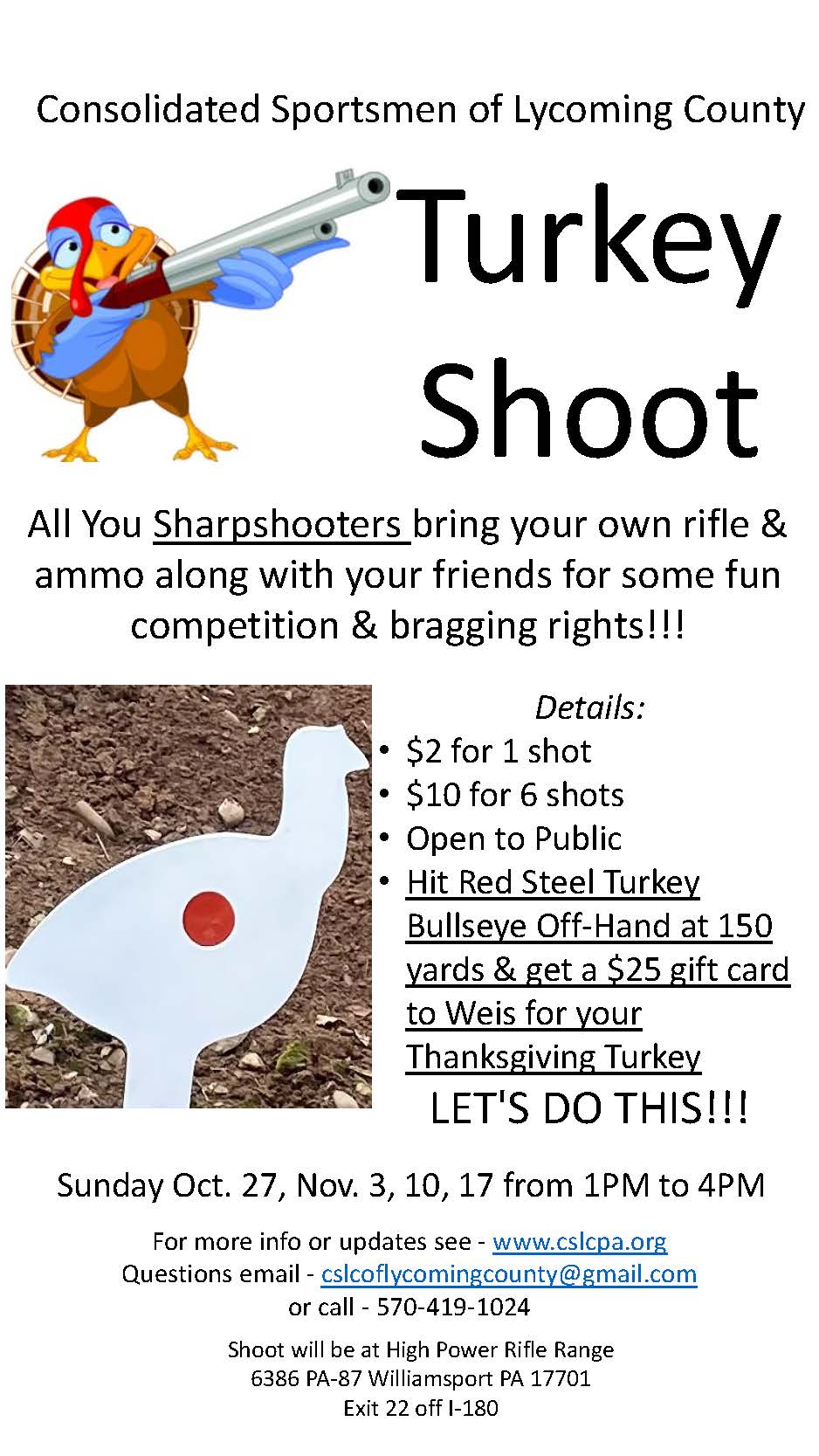 Turkey Shoot Event – Consolidated Sportsmen of Lycoming County